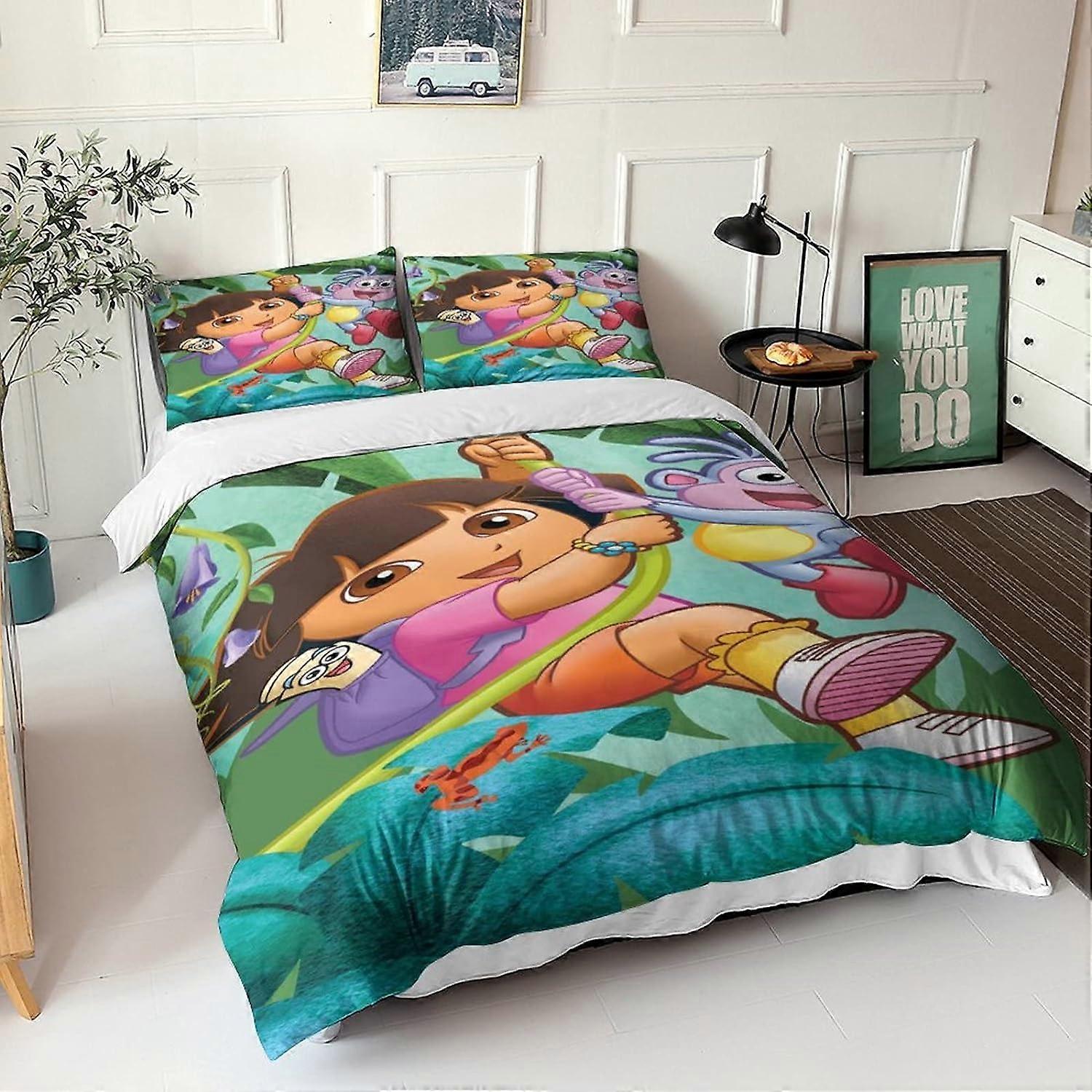 Dora The Explorer Microfiber Duvet Cover Set D,For Adults And Children ...