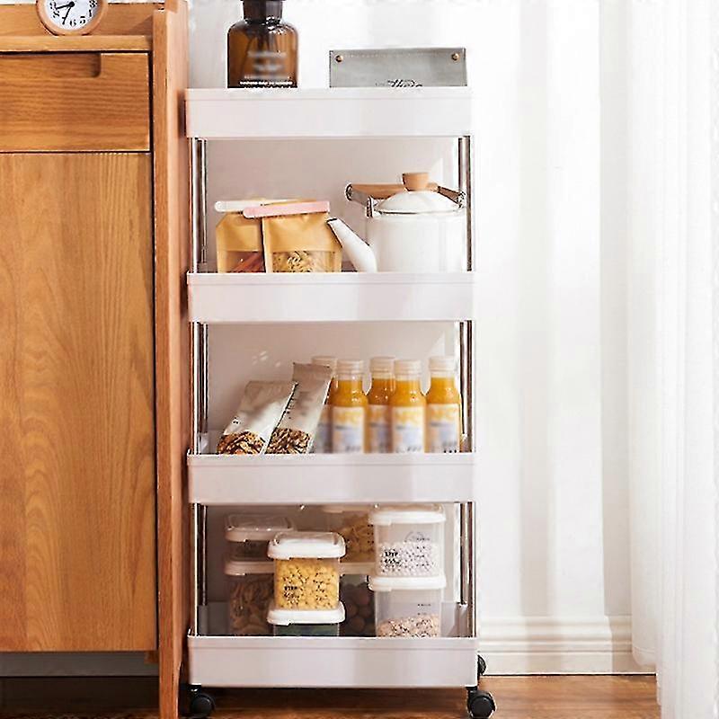 2/3/4 Tier Slim Narrow Storage Cart Mobile Shelf Unit Drawer Organizer ...