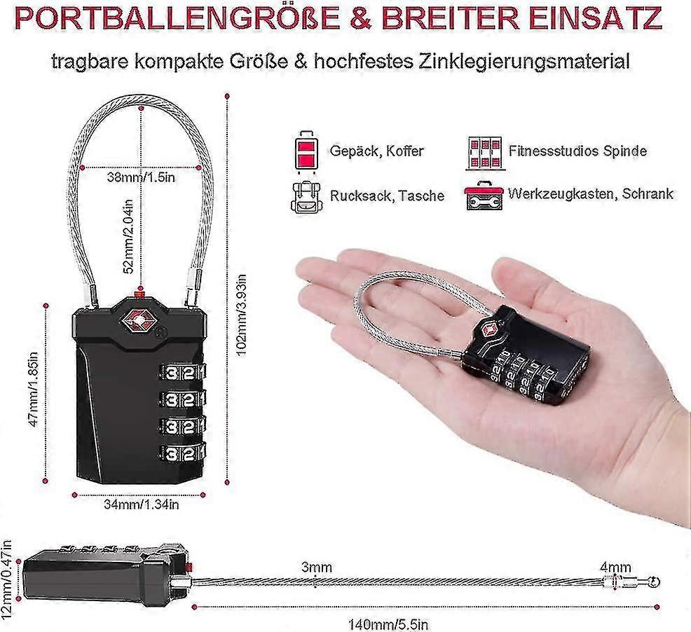 Luggage Lock 4 Digits, Tsa Suitcase Combination Lock, Travel Suitcase ...