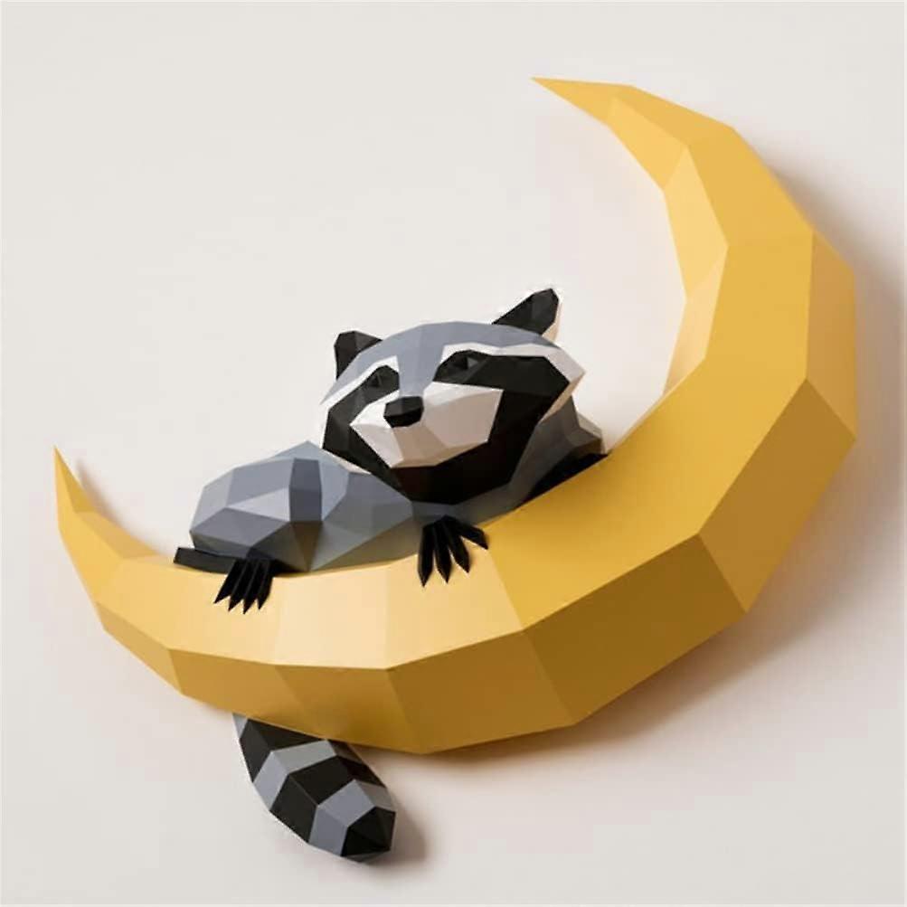 Raccoon on The Moon 3D Paper Model Animal Sculpture Raccoon Papercraft ...