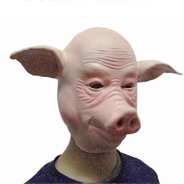 Pig Head Mask Rubber Latex Animal Costume Full Face Mask Halloween ...