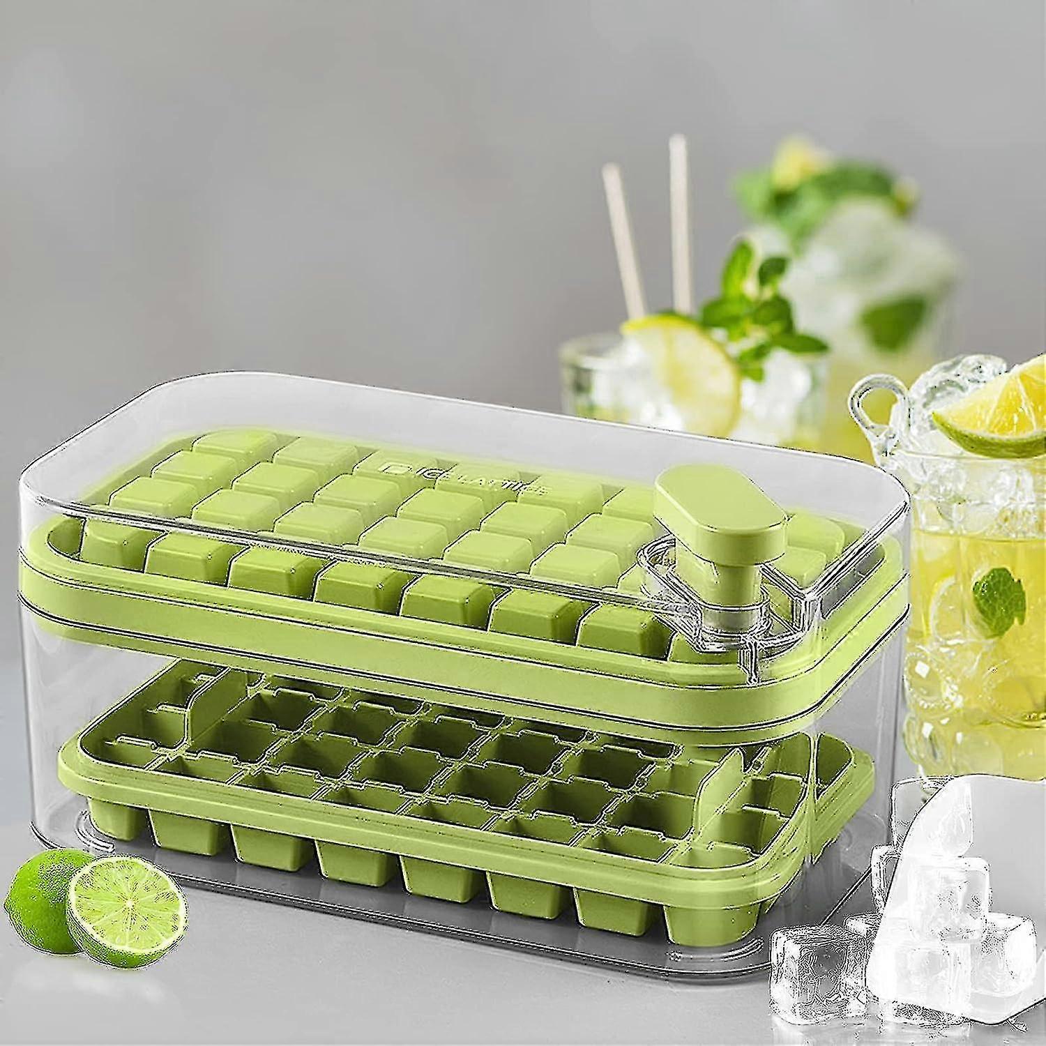 One Piece, Ice Box With Lid, Ice Scoop And 2 Ice Cube Trays For Freezer ...
