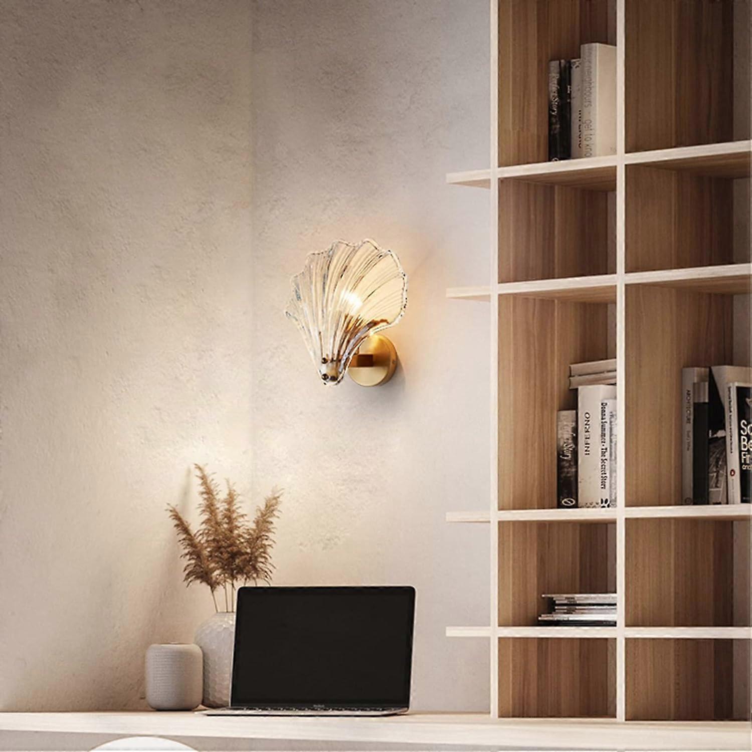 Crystal and Brass Base Shell Wall Sconces Lamp, Crystal Wall Sconces ...