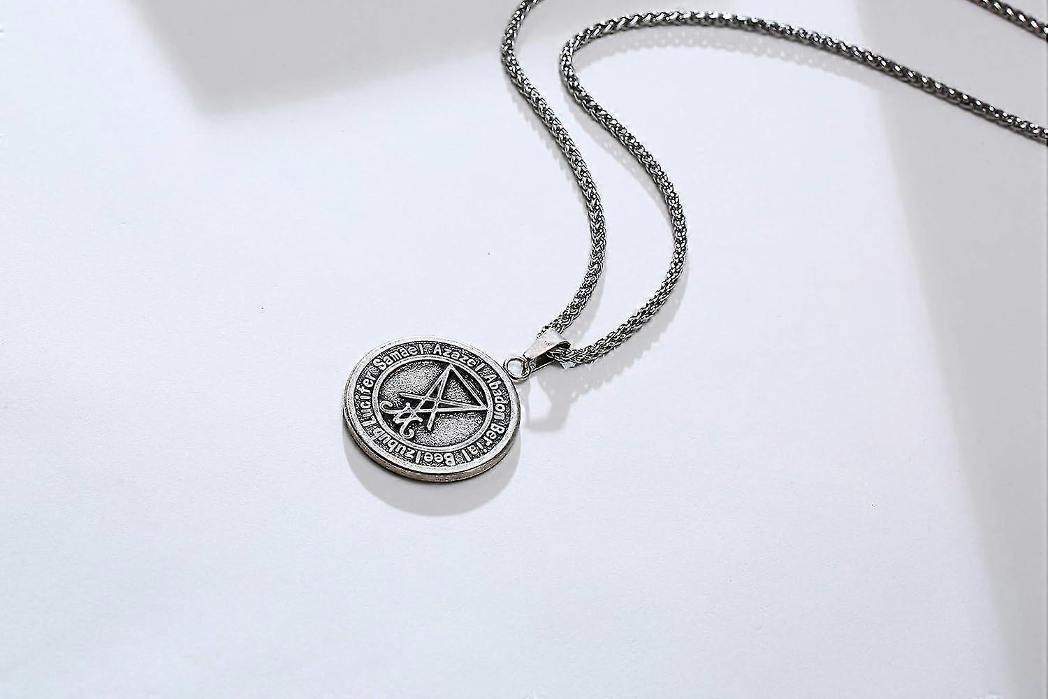 Satanic Necklace Sigil of Lucifer Necklace Pentagram Pentacle Necklace ...