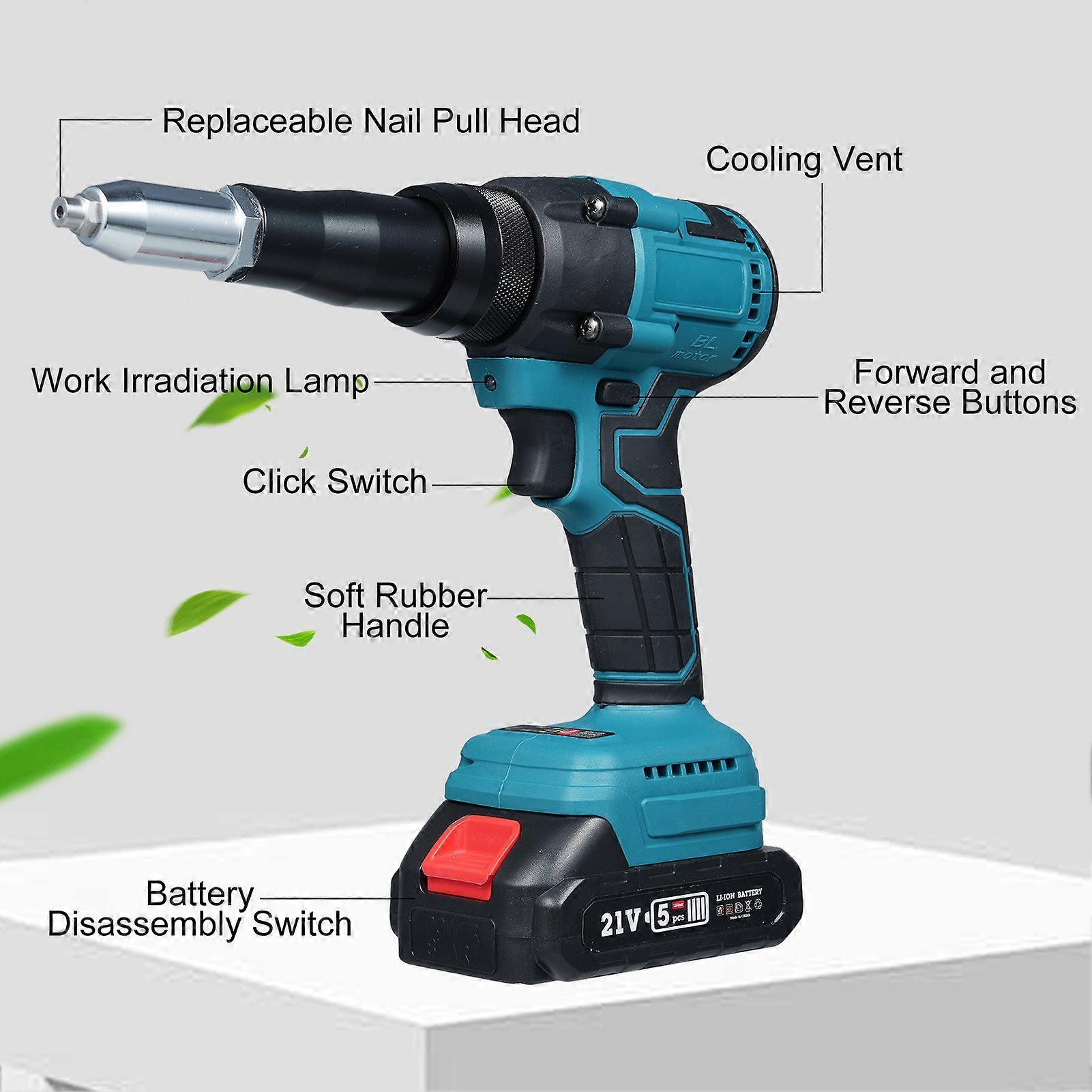 Lithium Battery Riveter Portable 21V Electric Automatic Brushless Blind ...