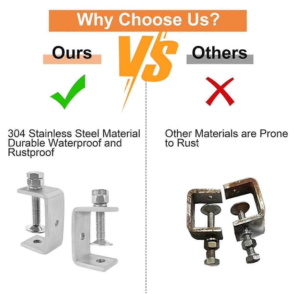 2 Pack Mini C Clamps,304 Stainless Steel C-Clamps,65mm Heavy Duty ...