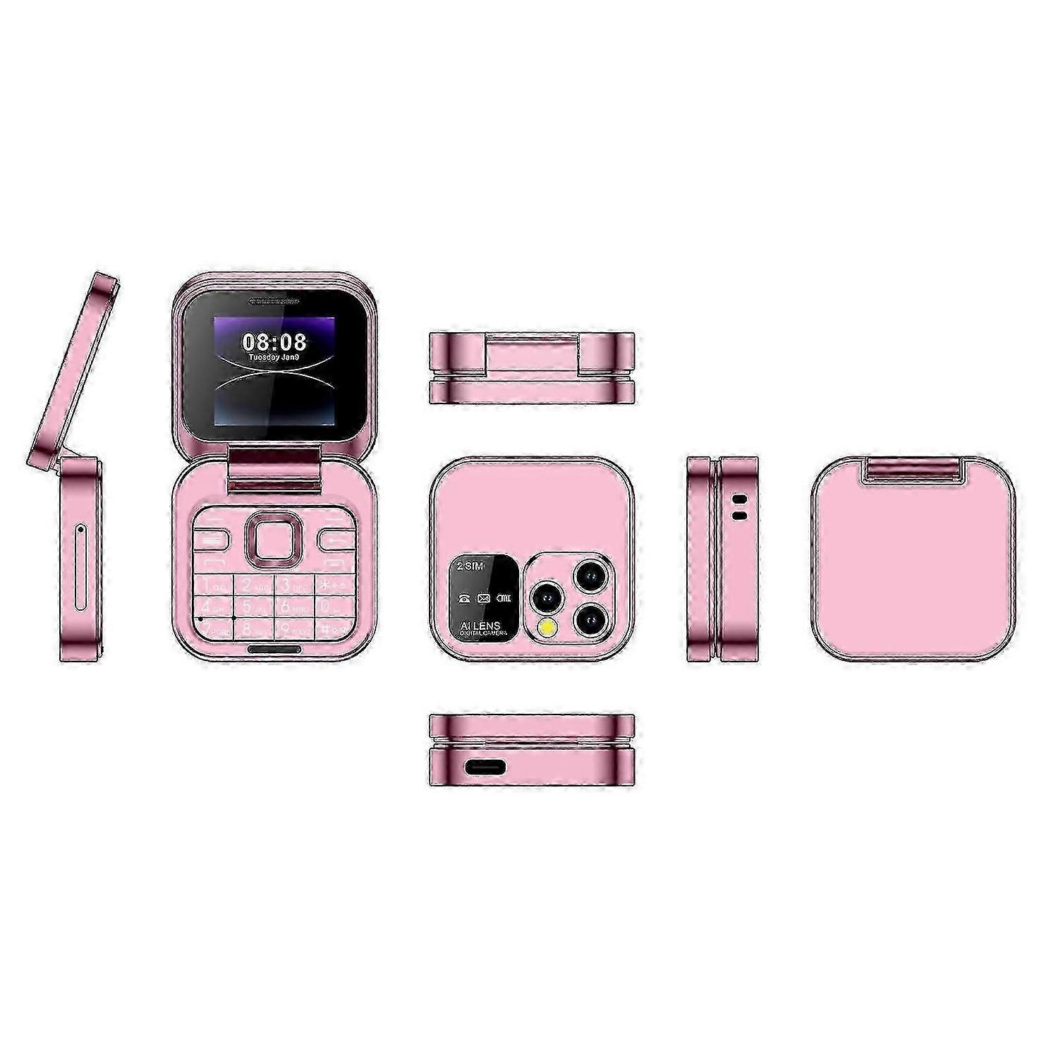New Mini Flip Mobile Phone 2 SIM Card Small Display Foldable Cell Phone ...