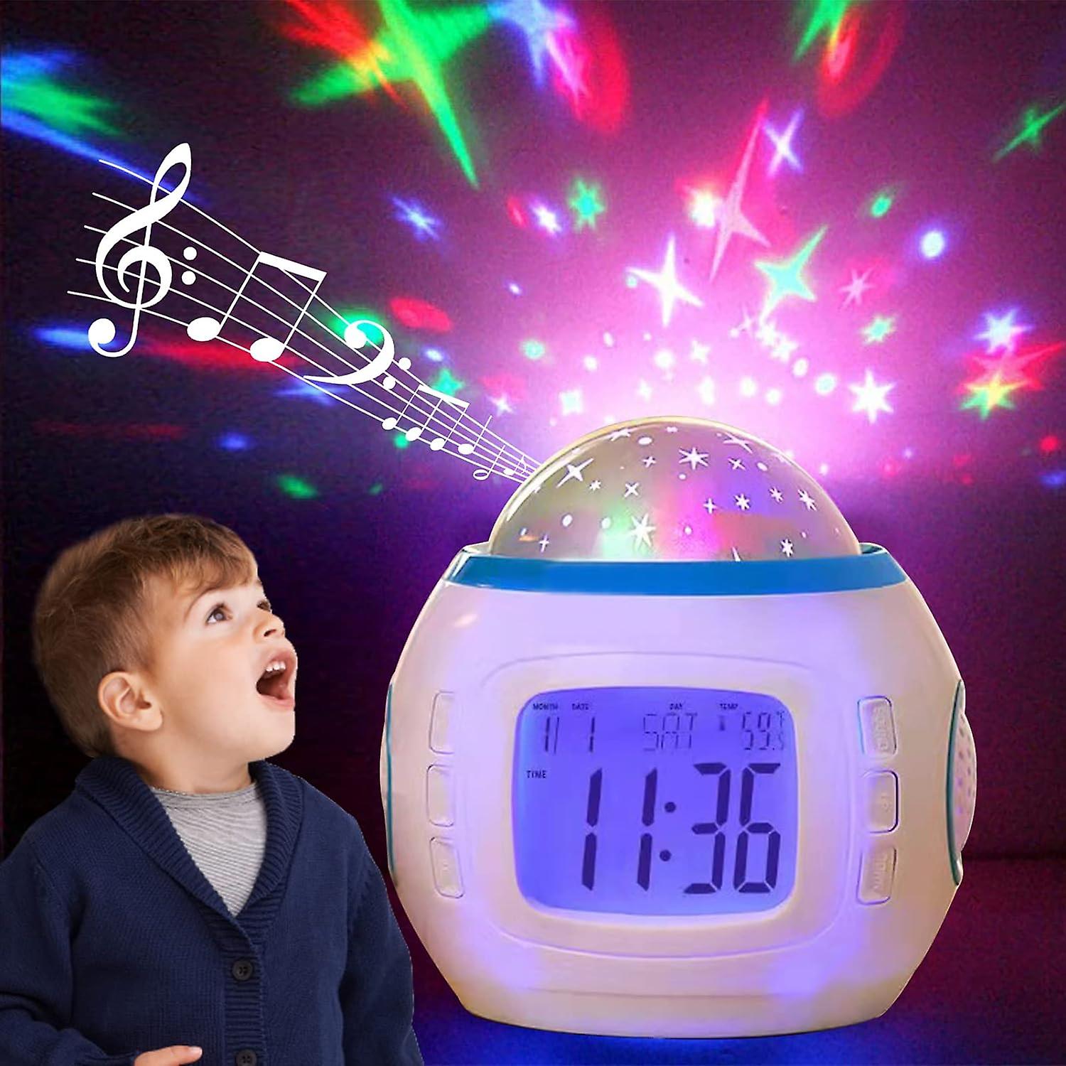 LED Musical Star Projection Alarm Clock with Calendar Thermometer ...