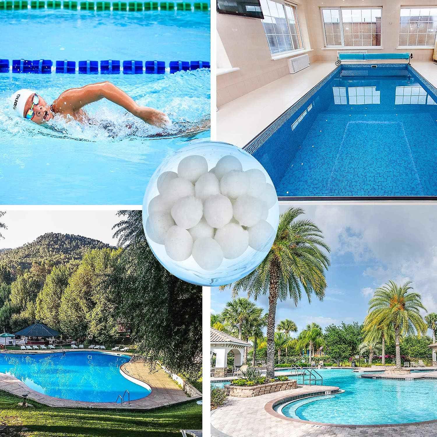 700g swimming pool filter balls, 25kg filter sand replacement, fiber ...