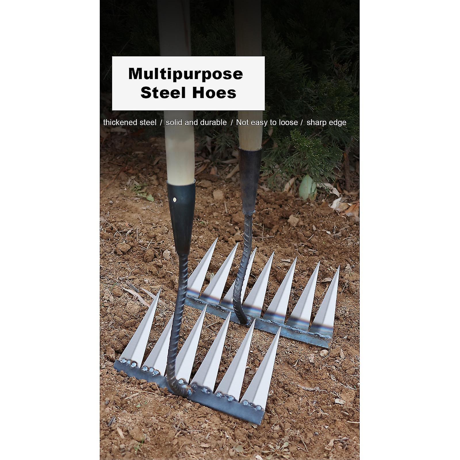 Garden Rake, Gardening Tools Heavy Duty Rake with 7 Metal Tines,Sharp ...