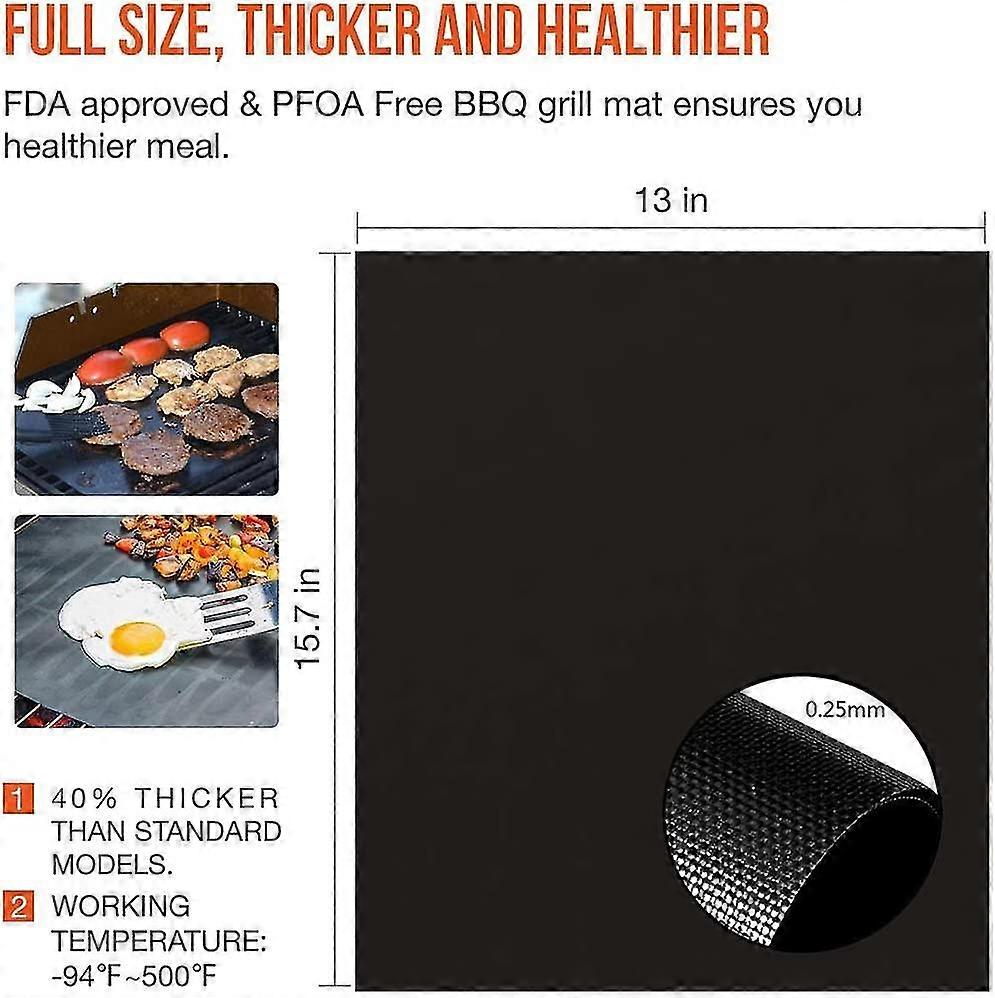 Grill Mat Set Of 6-100% Non-stick Bbq Grill Mats, Heavy Duty, Reusable ...