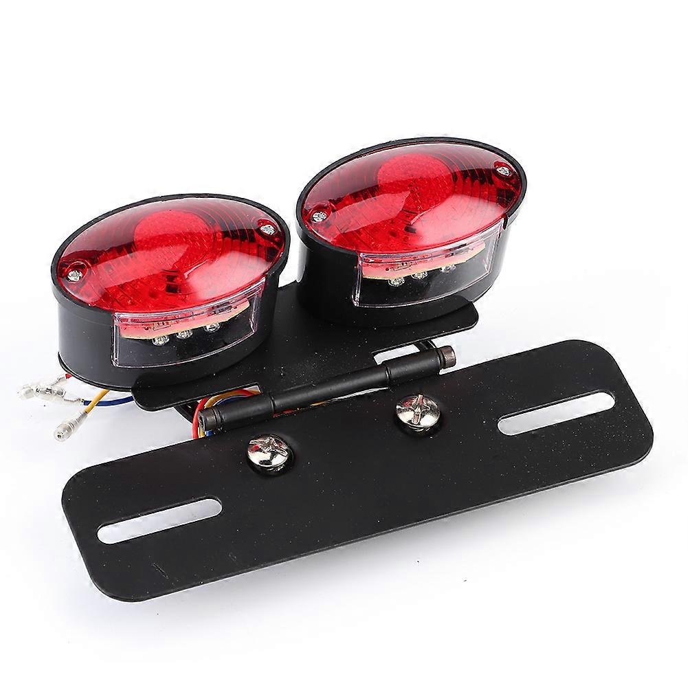 LED Brake Tail Light Universal Retro Double Oval Turn Signal License ...