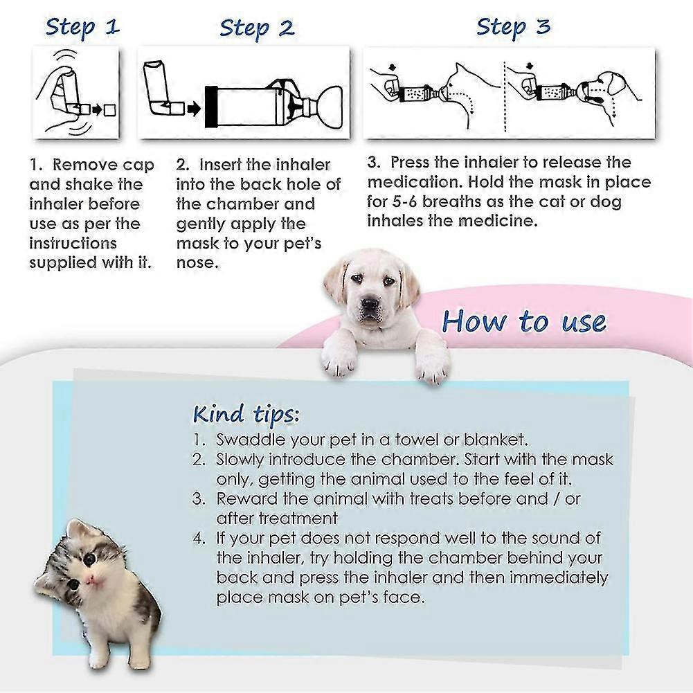 Inhaler Spacer with 2 Masks compatible with Pets Cat and Small Dog ...