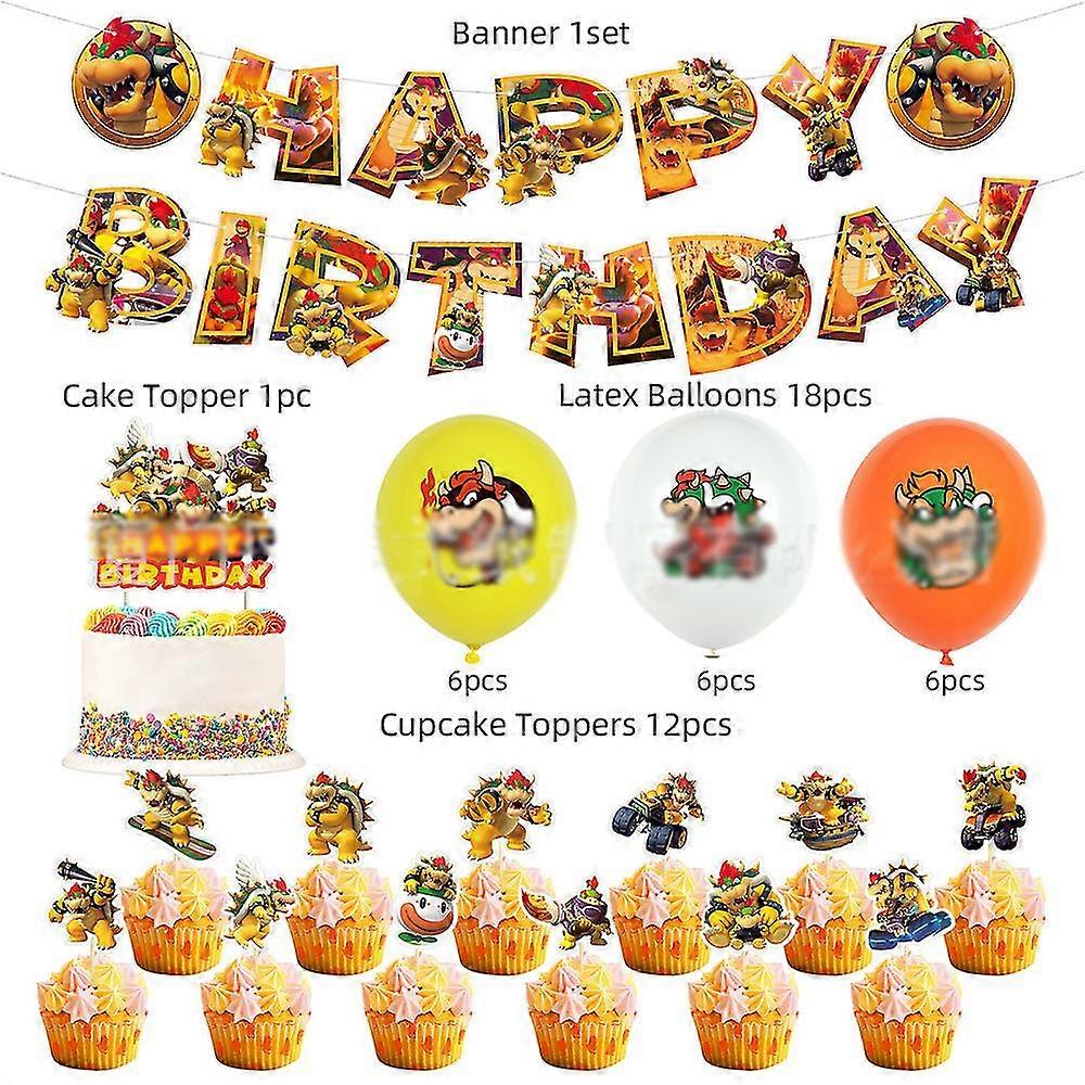 Super Mario Bros Bowser Koopa Birthday Party Decorations For Kids ...