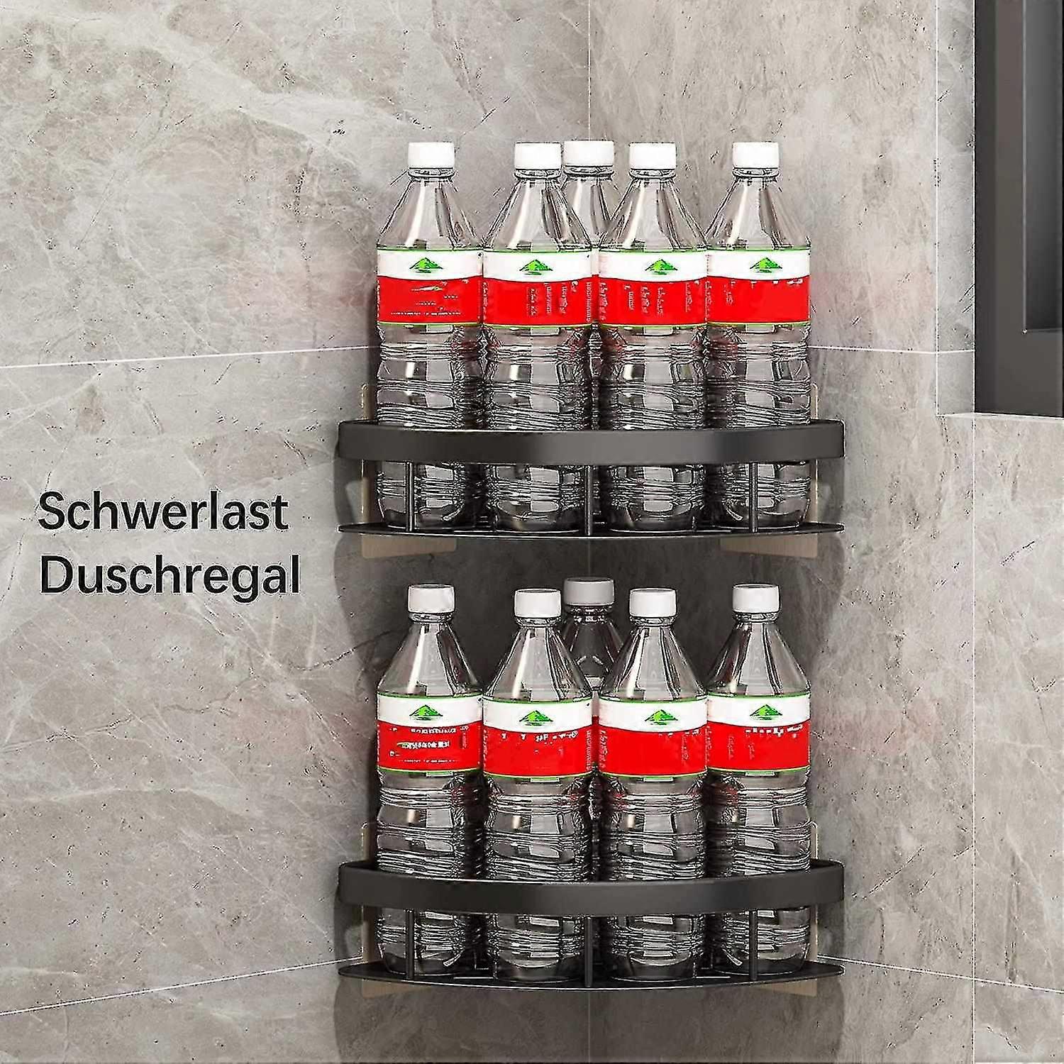 Shower Caddy No Drilling Corner Shower Shelf With Hooks And Shaving ...