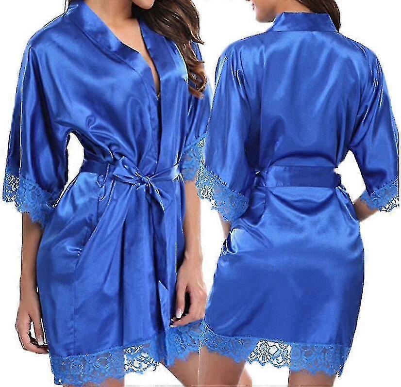 Satin Robe Wedding Bride Bridesmaid Kimono Dressing Gown Sleepwear ...