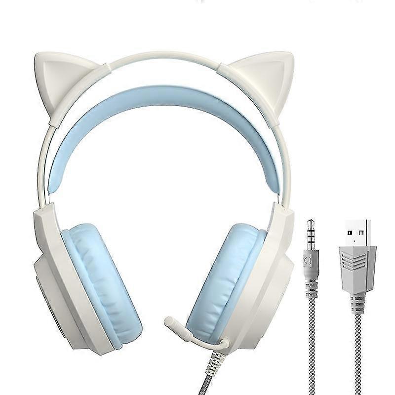 G35 Detachable Cat Ears PC Gaming Headset Wired Over-ear Headphones ...