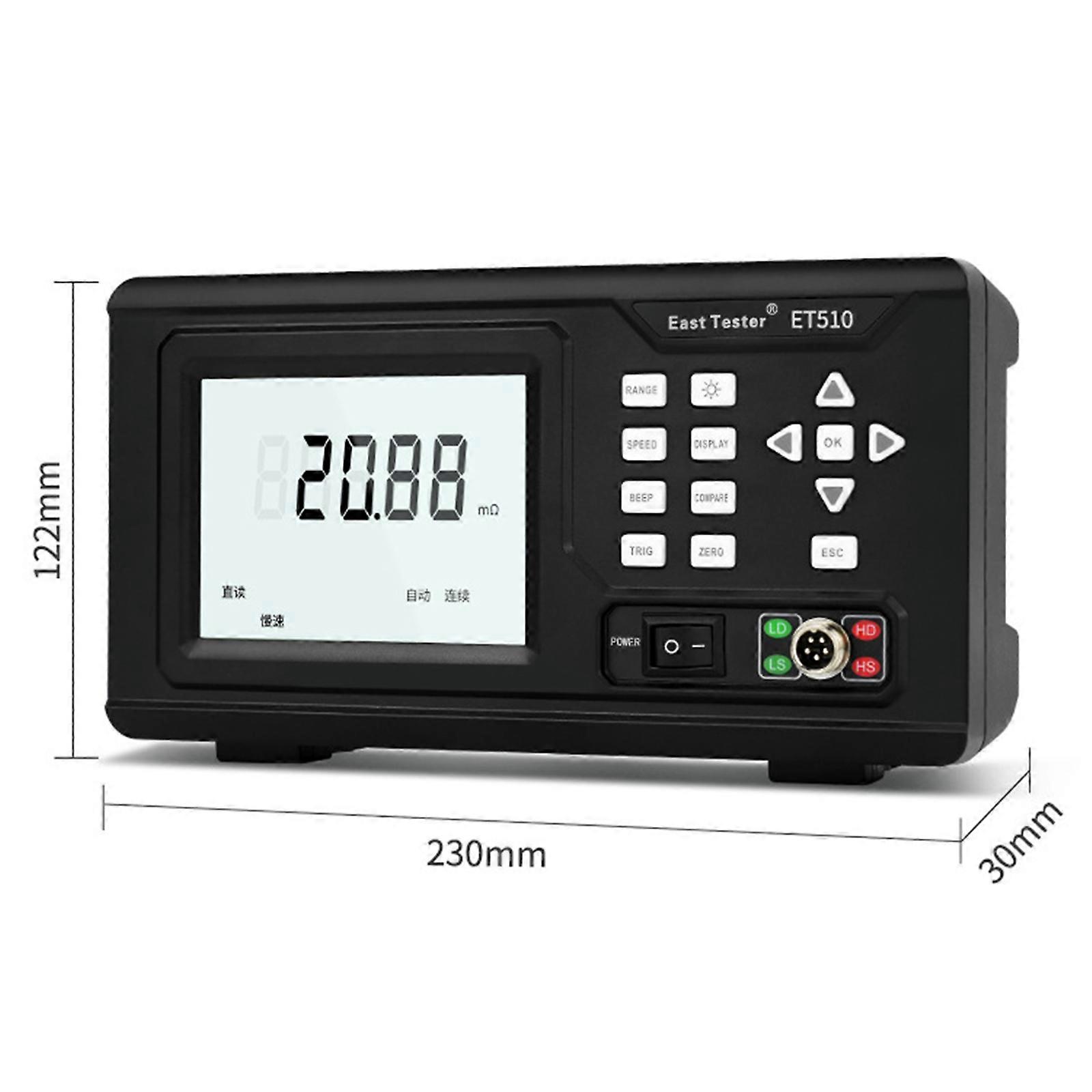 Micro Ohm Meter DC Low ResistanceTester Gauge DC Ohmmeter with Range 5k ...