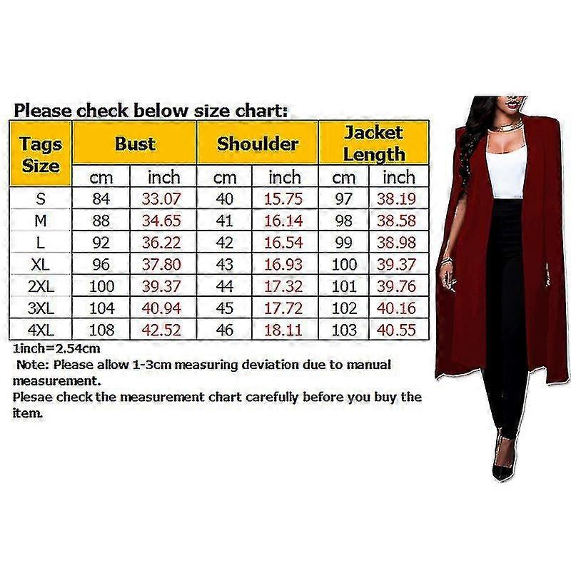 Women Casual Open Front Cape Cloak Trench Duster Coat Long | Fruugo UK