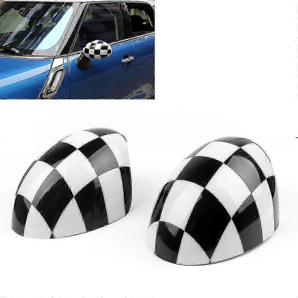 Car Checkered Mirror Caps Covers for R55 R56 R57 with Auto Powerfolding ...