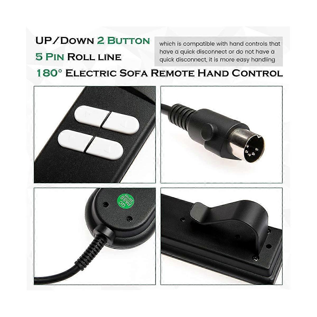 Electric Sofa Remote Replacement, 5 Pin 4 Button Power Recliner Remote ...