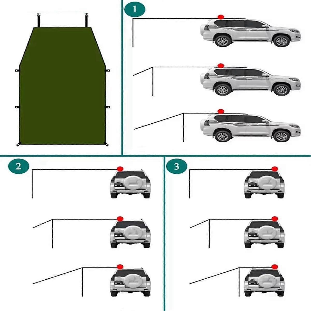 Portable Car Shelter Shade Camping Side Car Roof Top Tent Anti-UV ...