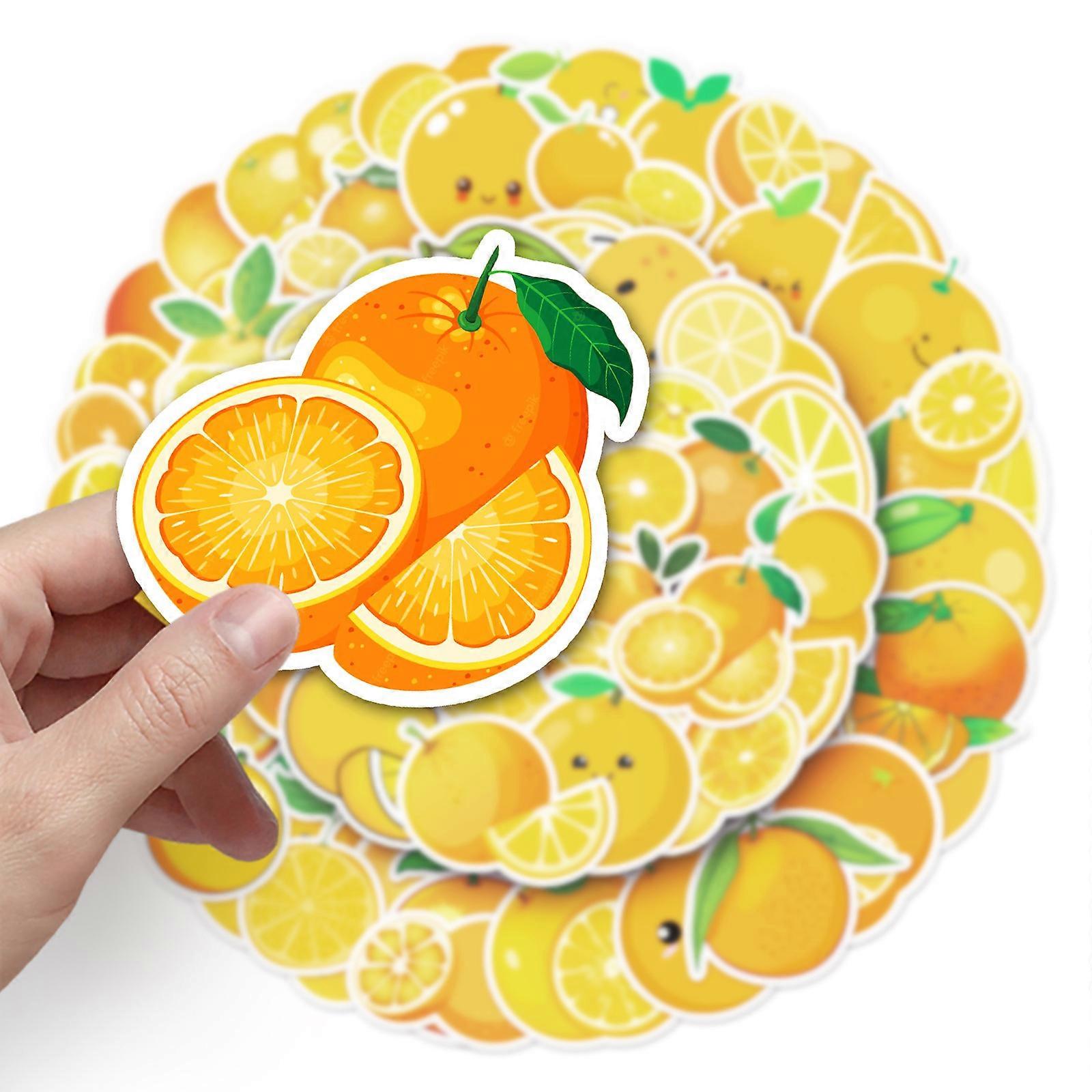 Orange Stickers for Kids Girls Boys Teens 50 PcsCute Cartoon Waterproof ...