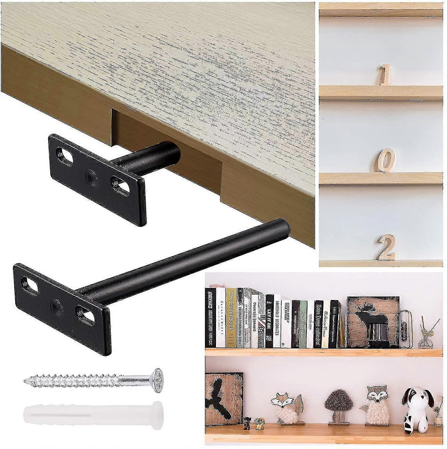 4pcs Floating Shelf Bracket, Metal Invisible Shelf Bracket, Heavy Duty ...