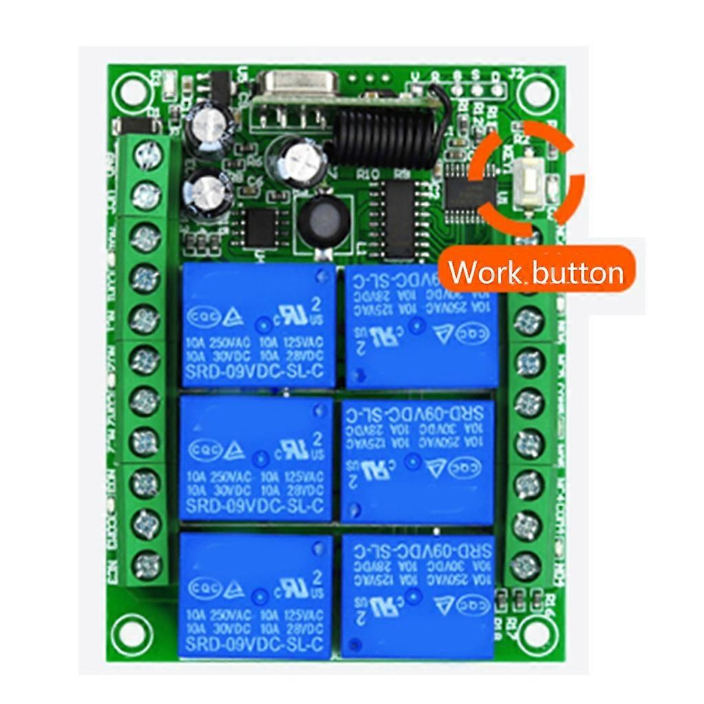 315Mhz 433Mhz 12V-36V 6 Channel Relay Module Receiver Wireless Remote ...