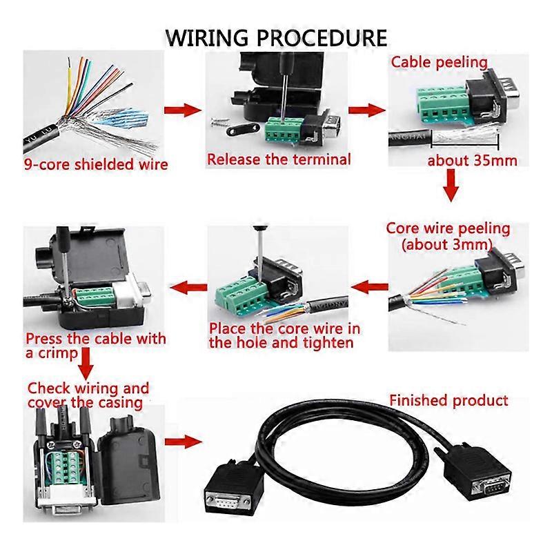 4PCS DB9 Female Breakout Connector,DB9 Solderless RS232 D-SUB Serial To ...