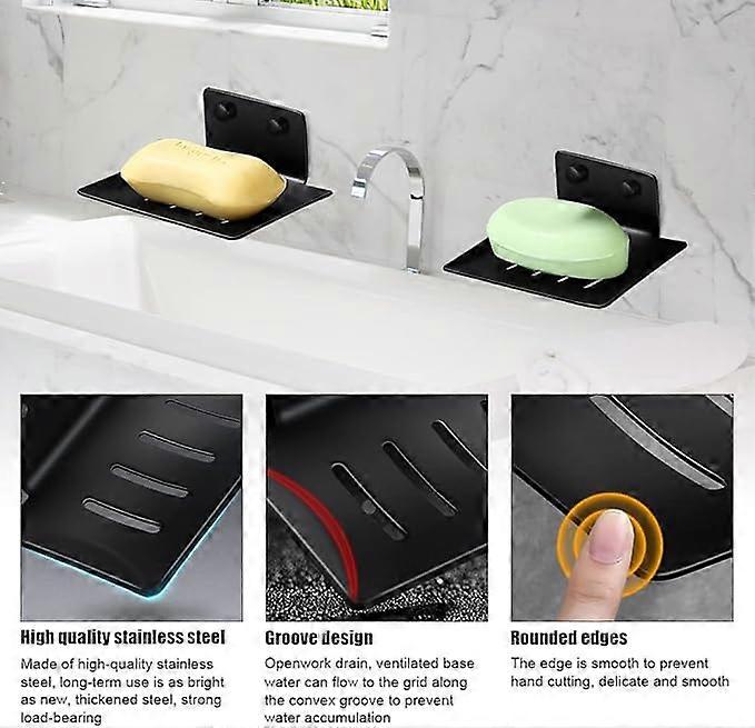 Wall Mounted Soap Dish, 2 Pieces Stainless Steel Soap Dish No Drilling ...