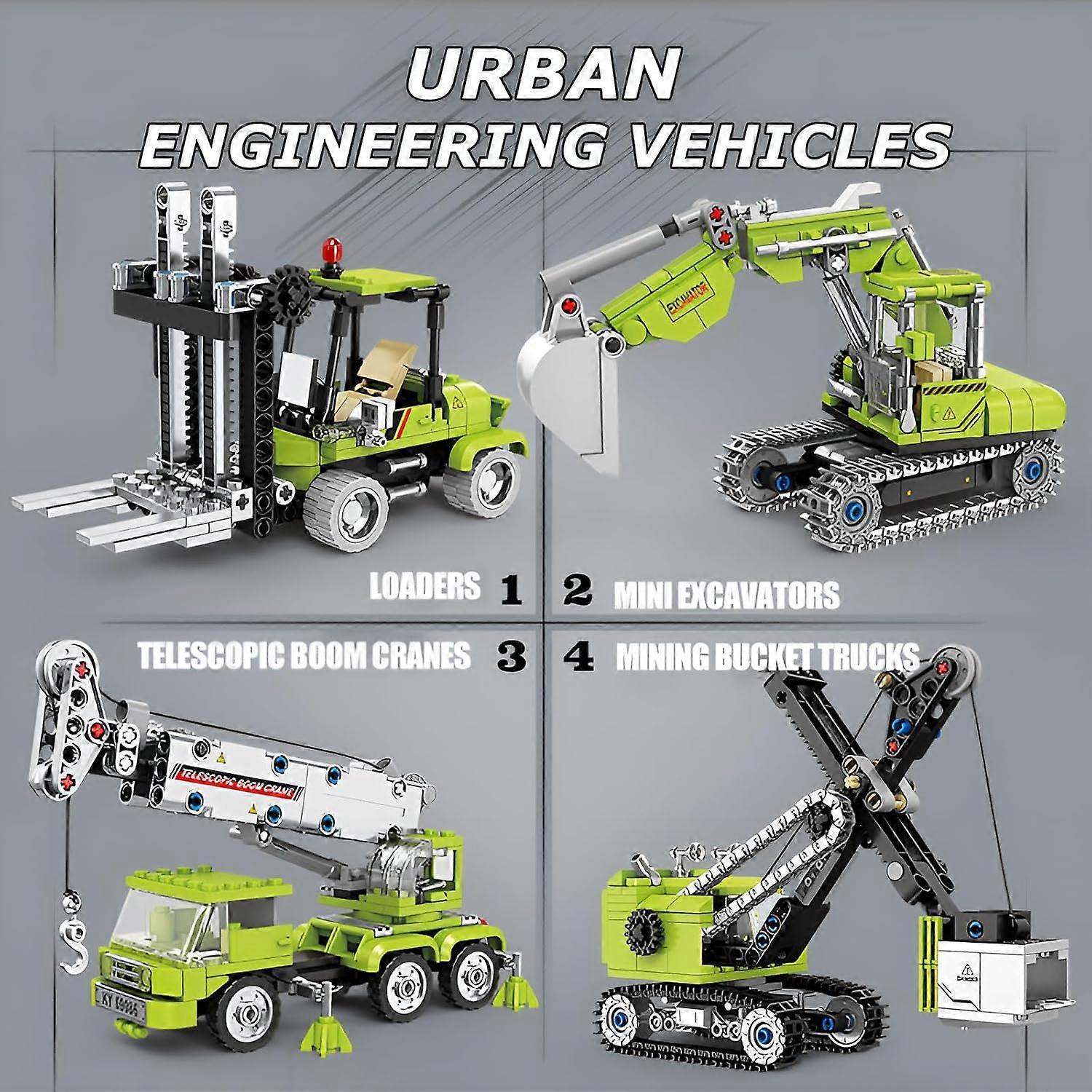 4 IN 1 Construction Truck Building Blocks Set, STEM Engineering ...