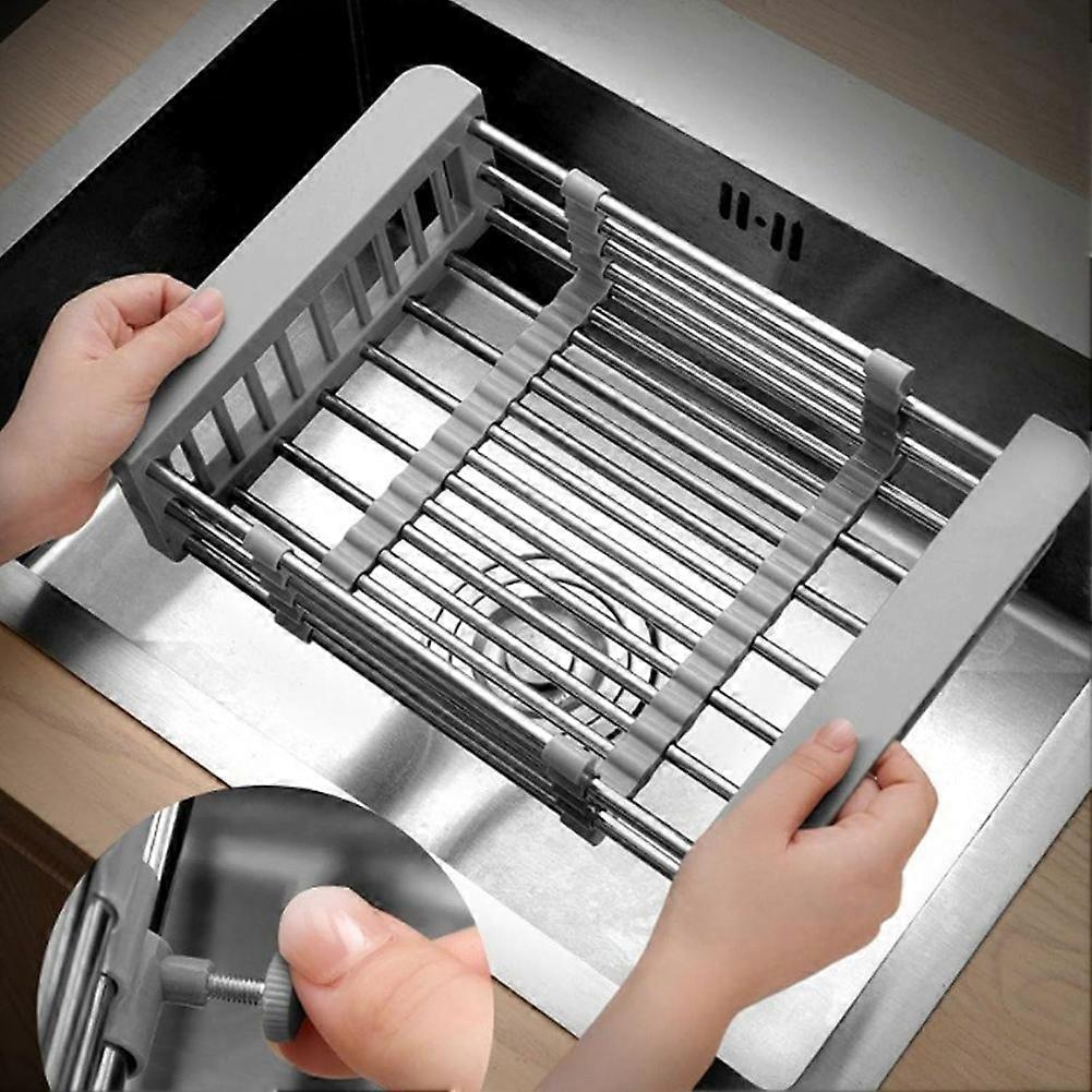 Extend Kitchen Sink Drain Basket, Stainless Steel Retractable Sink Rack ...