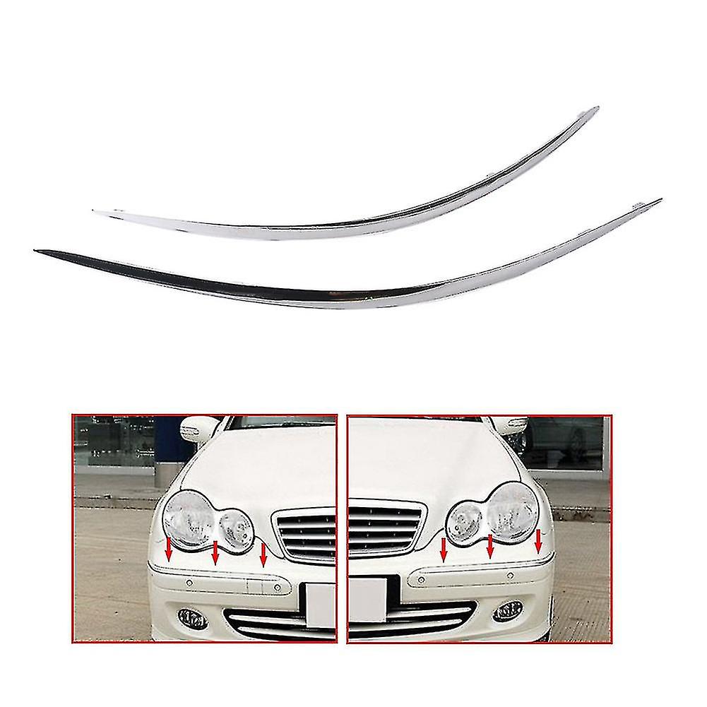 1 Pair Front Bumper Chrome Strip Trim Molding For Mercedes W211 E320 ...