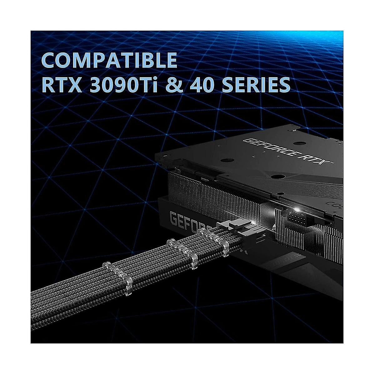 Rtx 4090 4080 4070ti 16pin(12+4) To 4x8pin Pci-e 5.0 Sleeved Extension ...