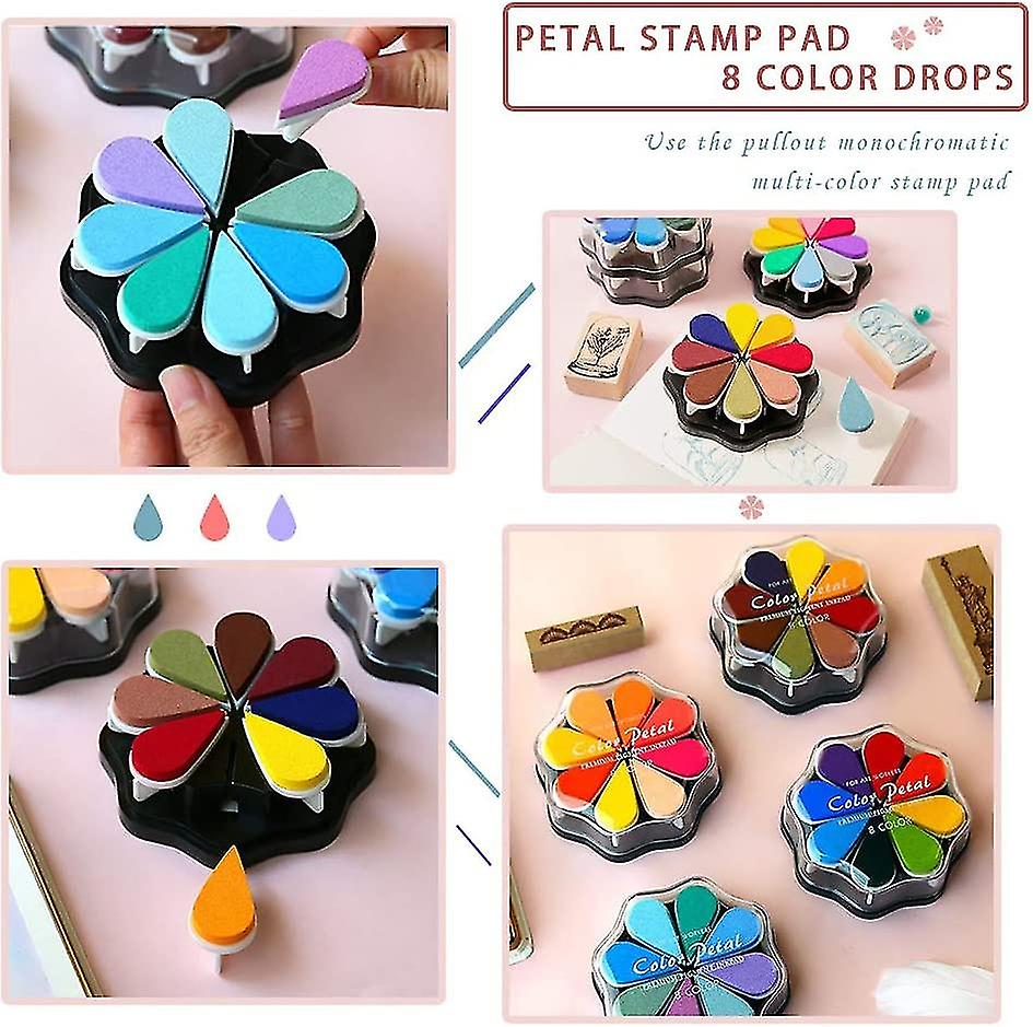 8 Colors Petal Ink Pad Diy Hand Stamp Printing Pad Creative Multicolor ...