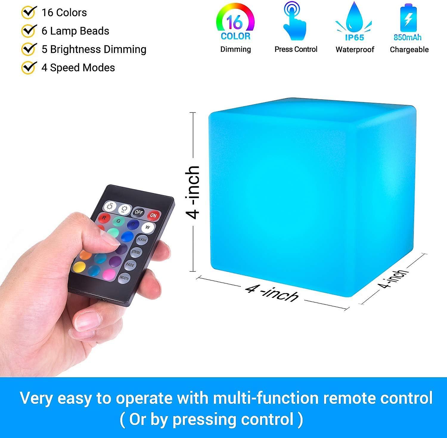 LED Light Cube:RGB (4 inch) 16 Colors Cool Cosmic Cube Lights with ...