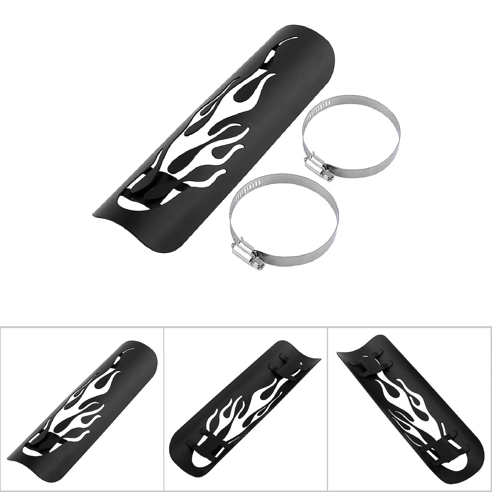 Black Motorcycle Flame Exhaust Pipe Heat Insulation Shield Muffler ...