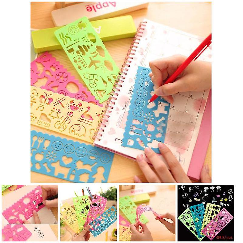 4 Pcs/Set Geometric Ruler Learning Animal Drafting Tools Stationery For ...