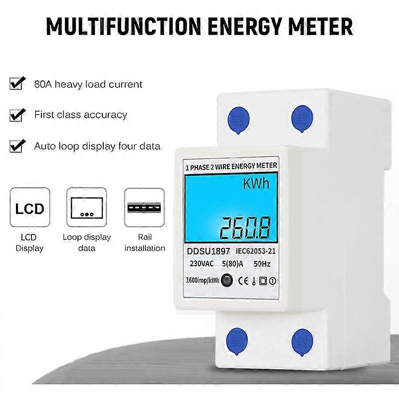 Digital electricity meter Single-phase DIN-rail electricity meter ...