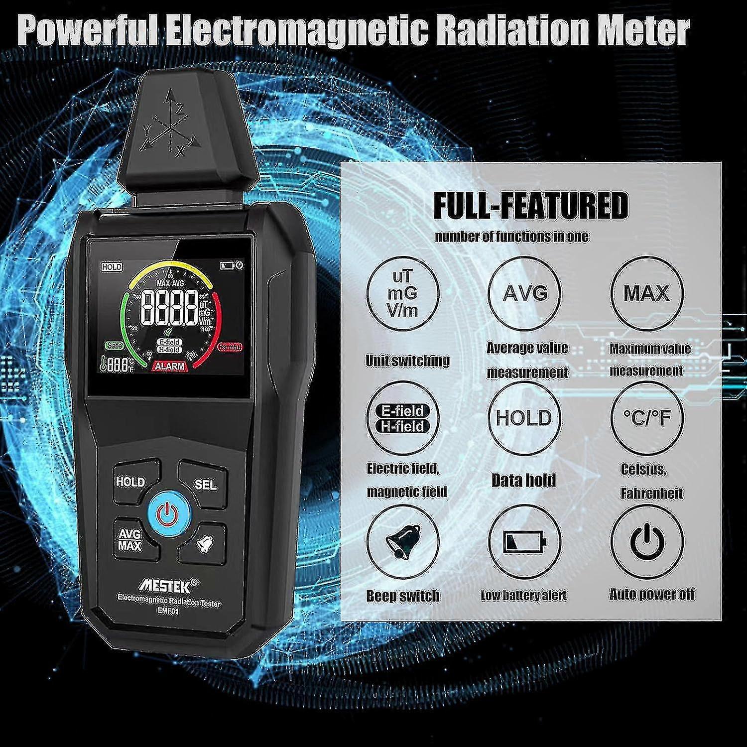 Emf Meter, Radiation Detector Lcd Color Screen, Hand-held Digital ...