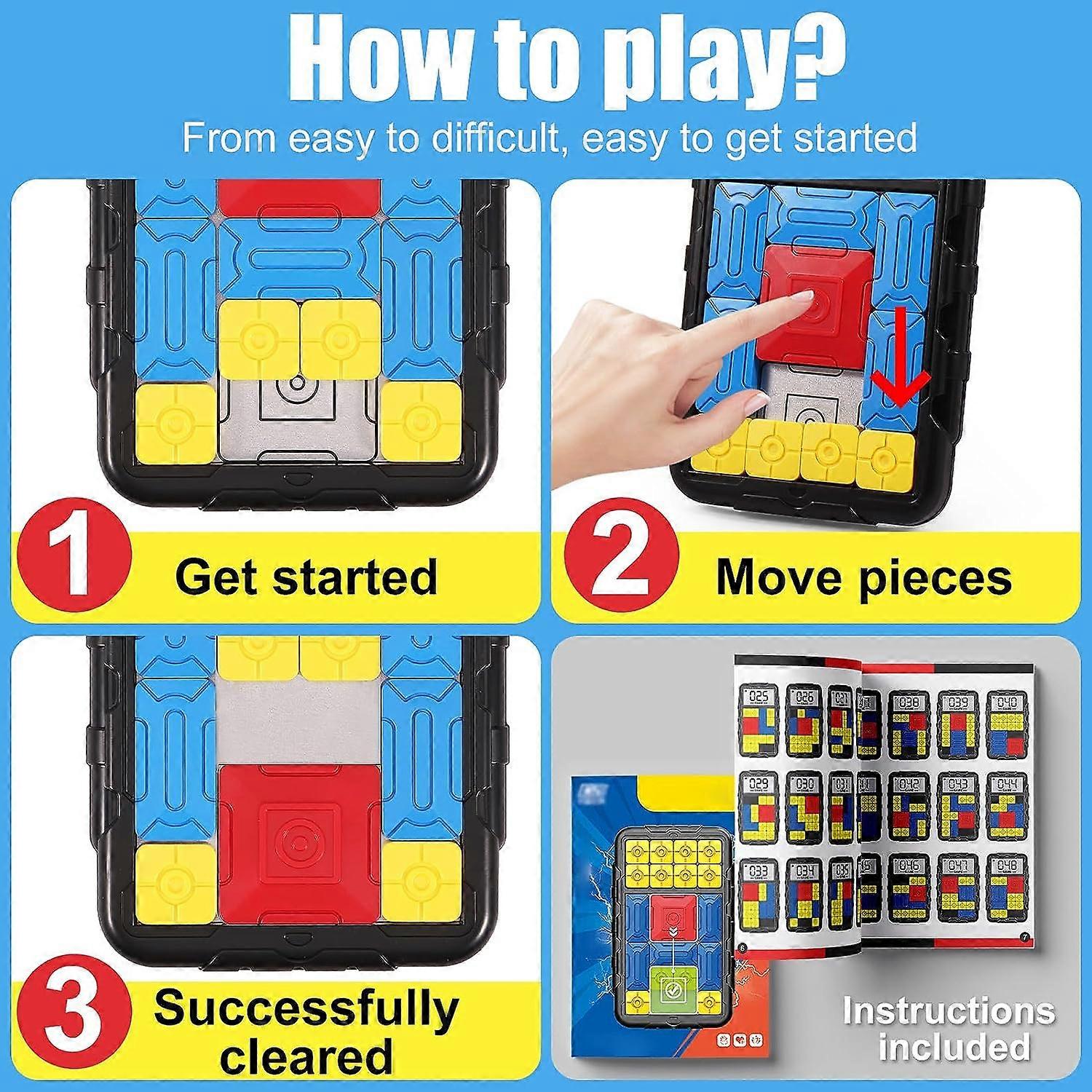 2Pcs Slide Puzzles Brain Games Blocks Puzzle Games with Over 500 Levels ...