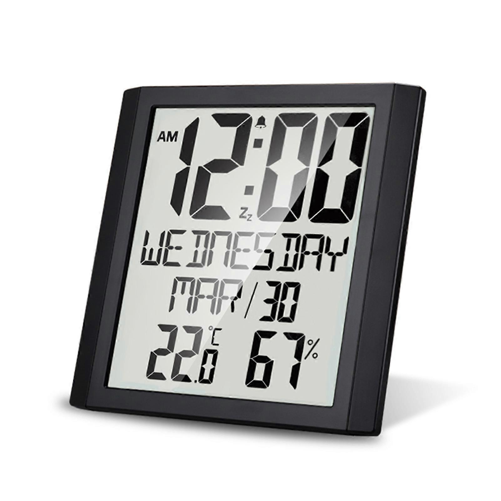 Digital Wall Clock with Temperature & Humidity 8.6'' Large Display Time ...