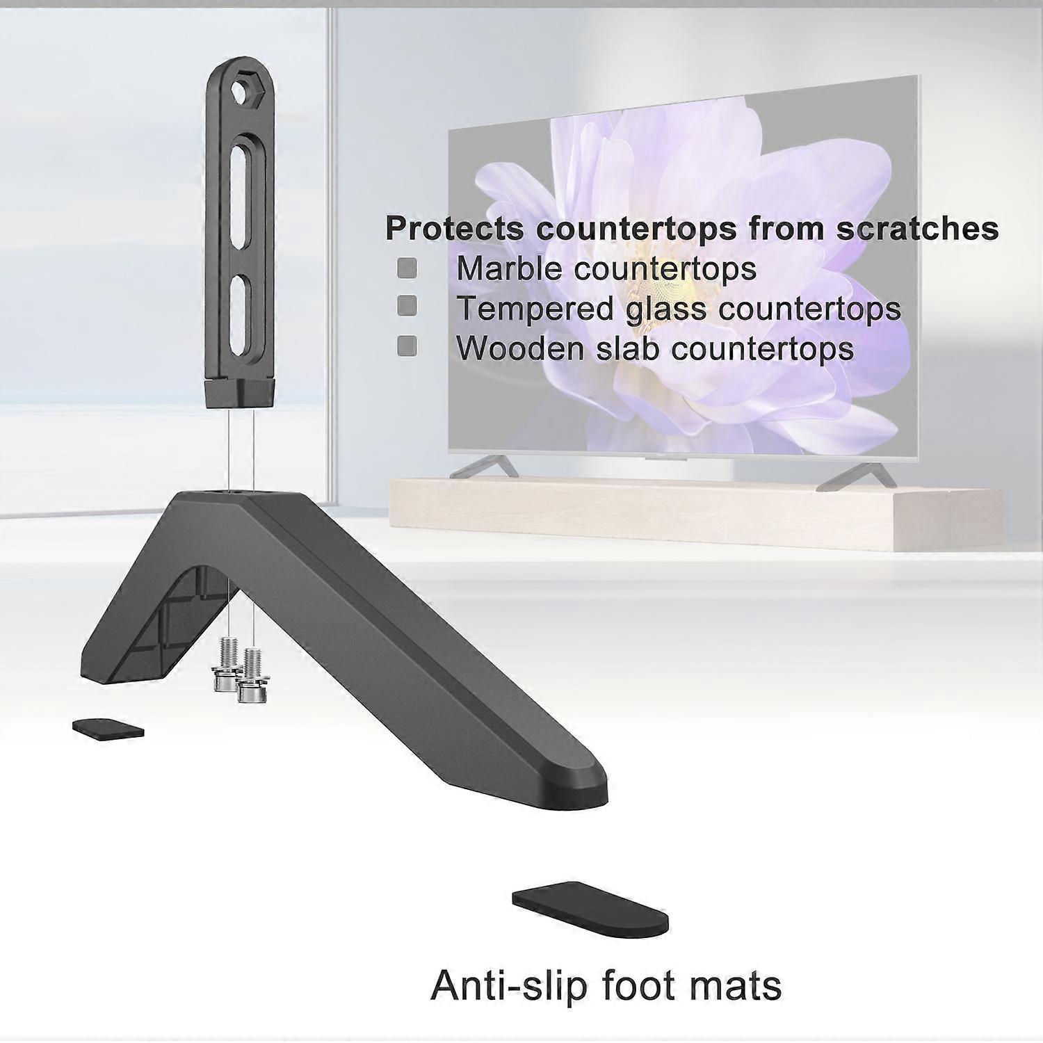 Black TV Stand Legs, Universal Tabletop Base for LCD LED Flat Screens ...