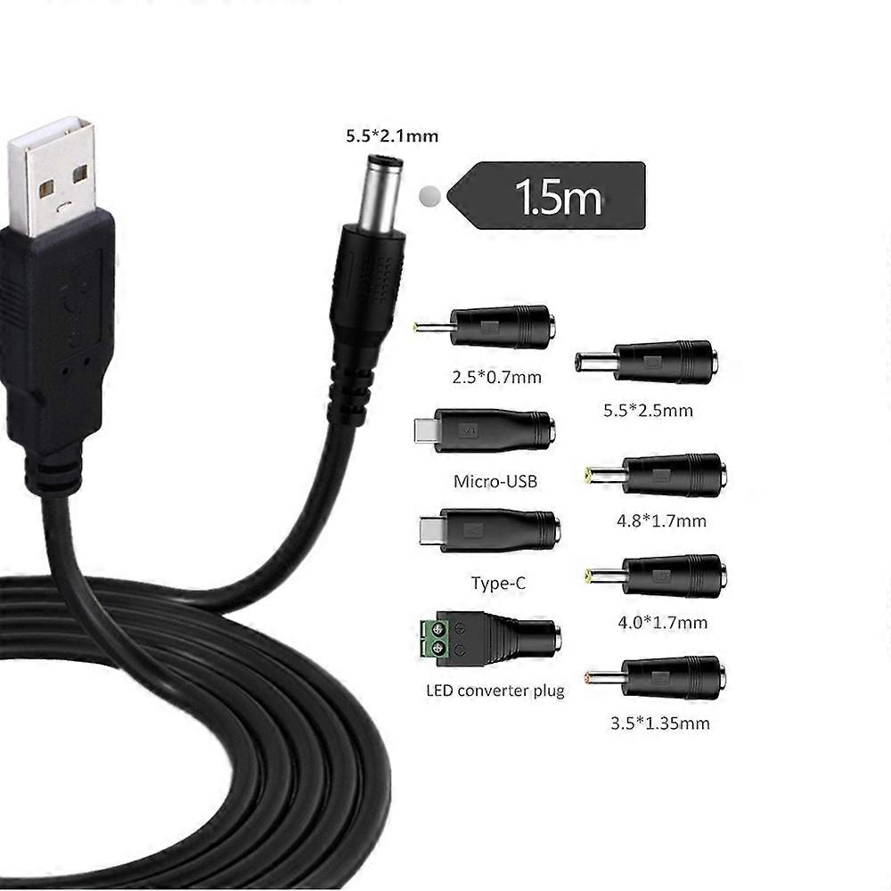 Universal 5V USB Power Cord, USB to Dc Power Cable with 8 Types ...