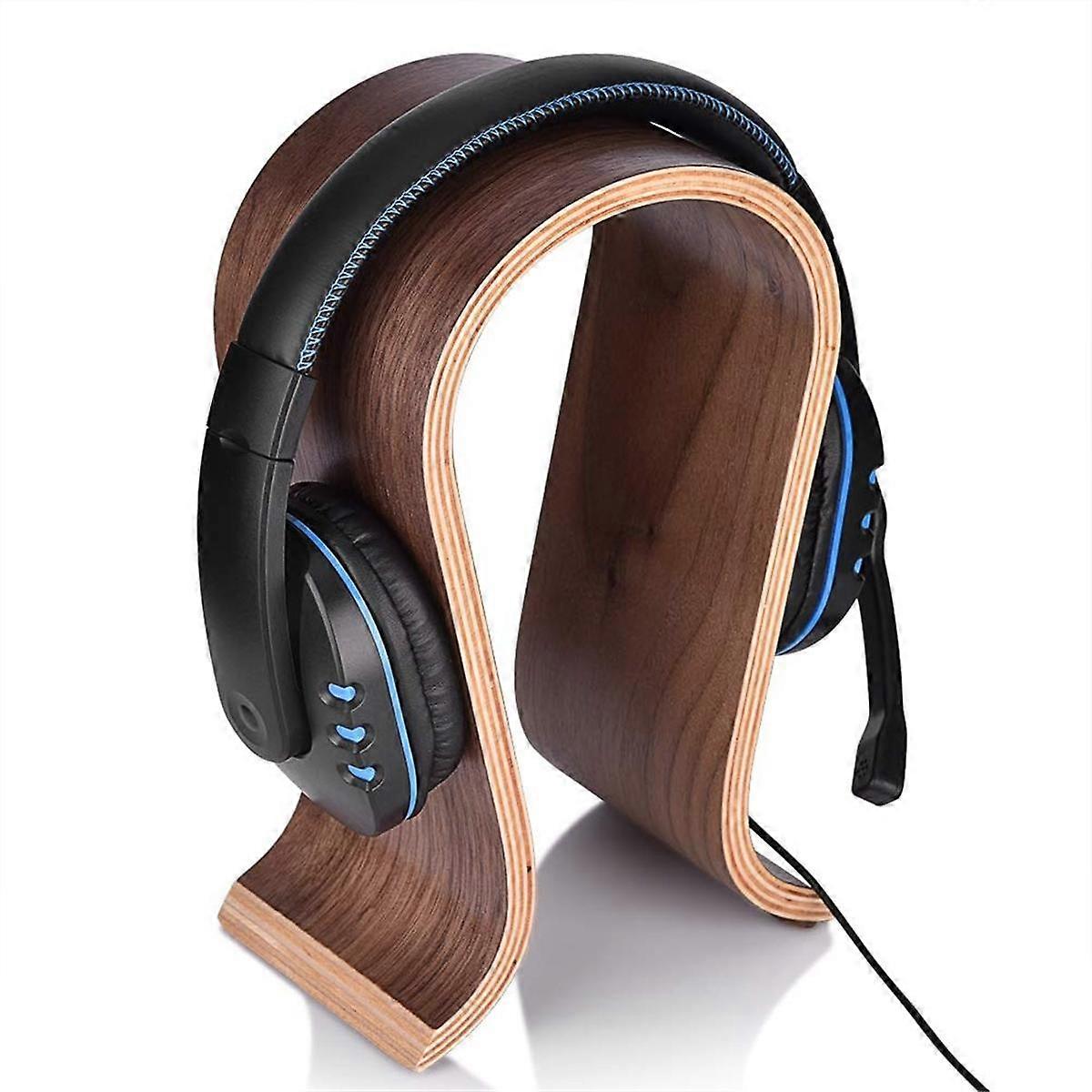 U Shape Headset Stand, Wooden Headphones Headset Holder Hanger Desk ...