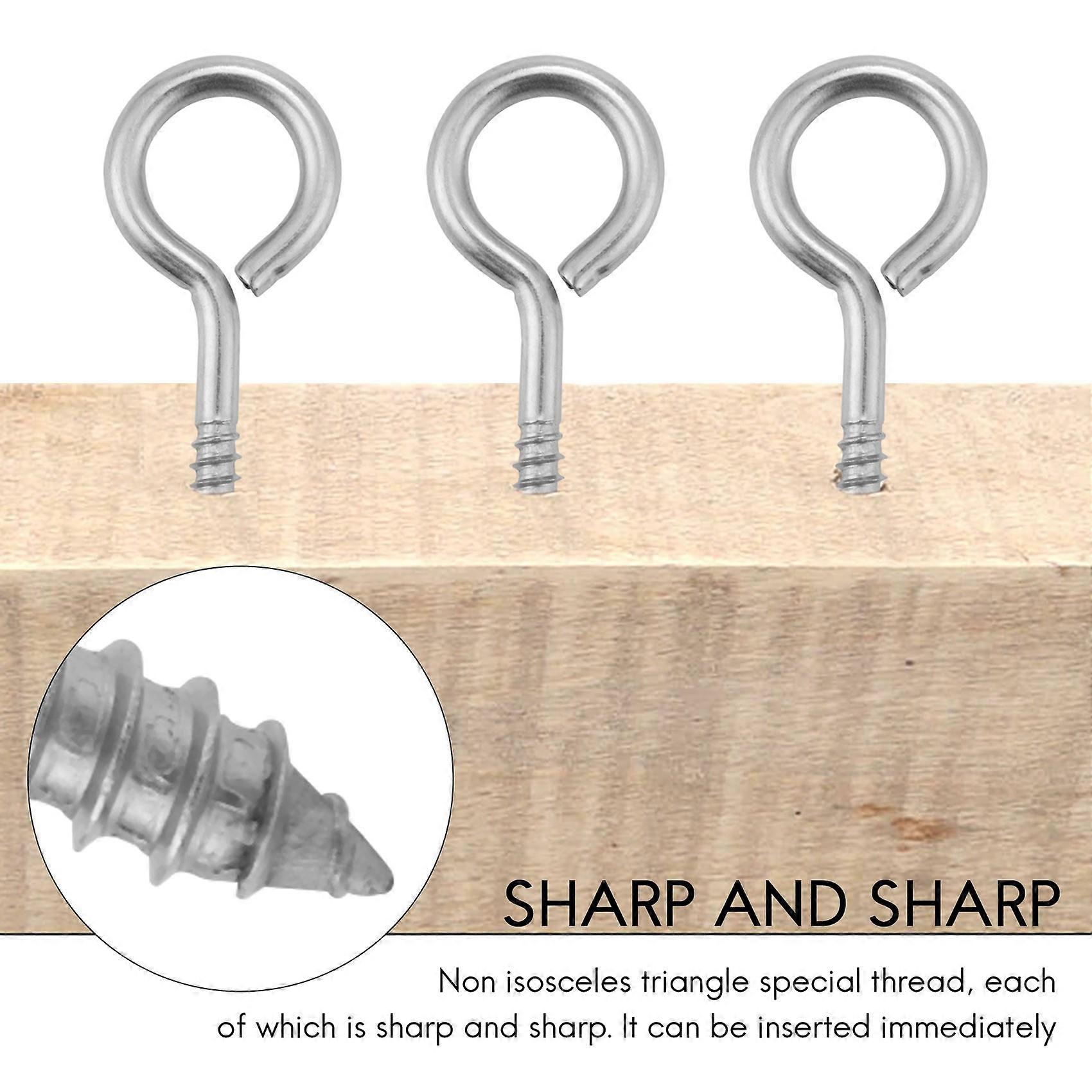 10 Pack Stainless Steel Eye Shape Screws Metal Hook Wood Terminal Ring ...
