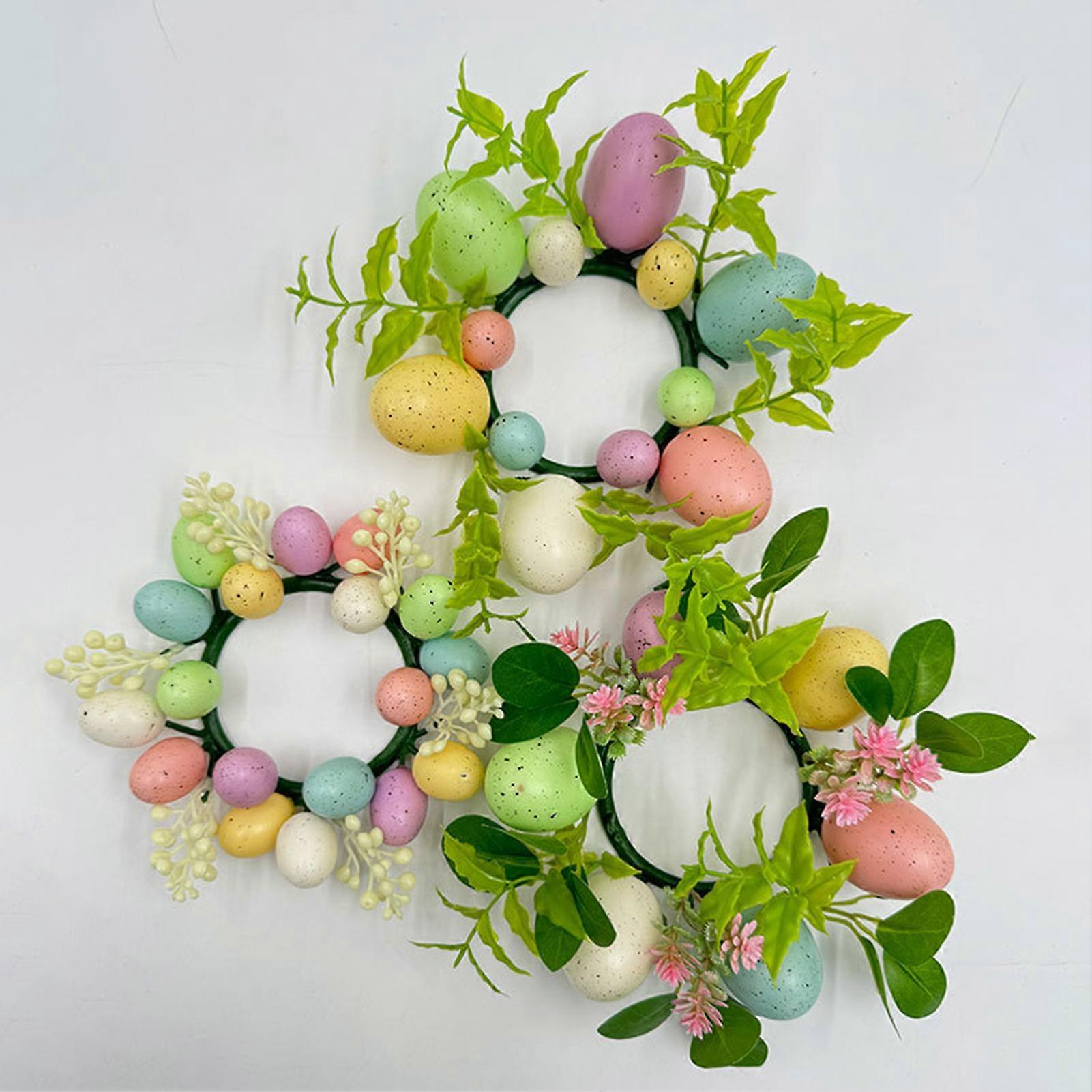 Easter Egg Candle Rings Wreath Artificial Easter Egg Candle Holder Mini ...