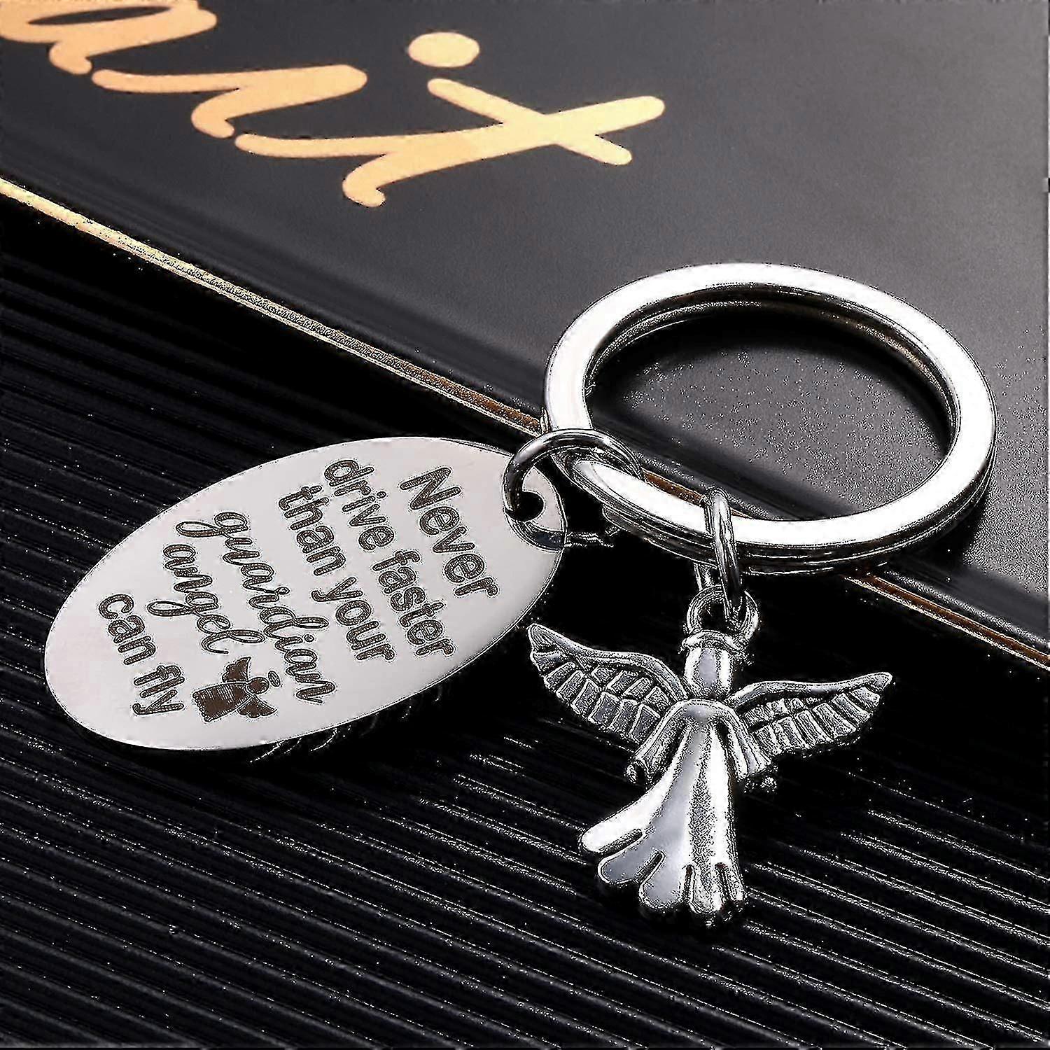 Angel Key Ring, Driver Key Ring, Never Drive Faster Than Your Angel ...