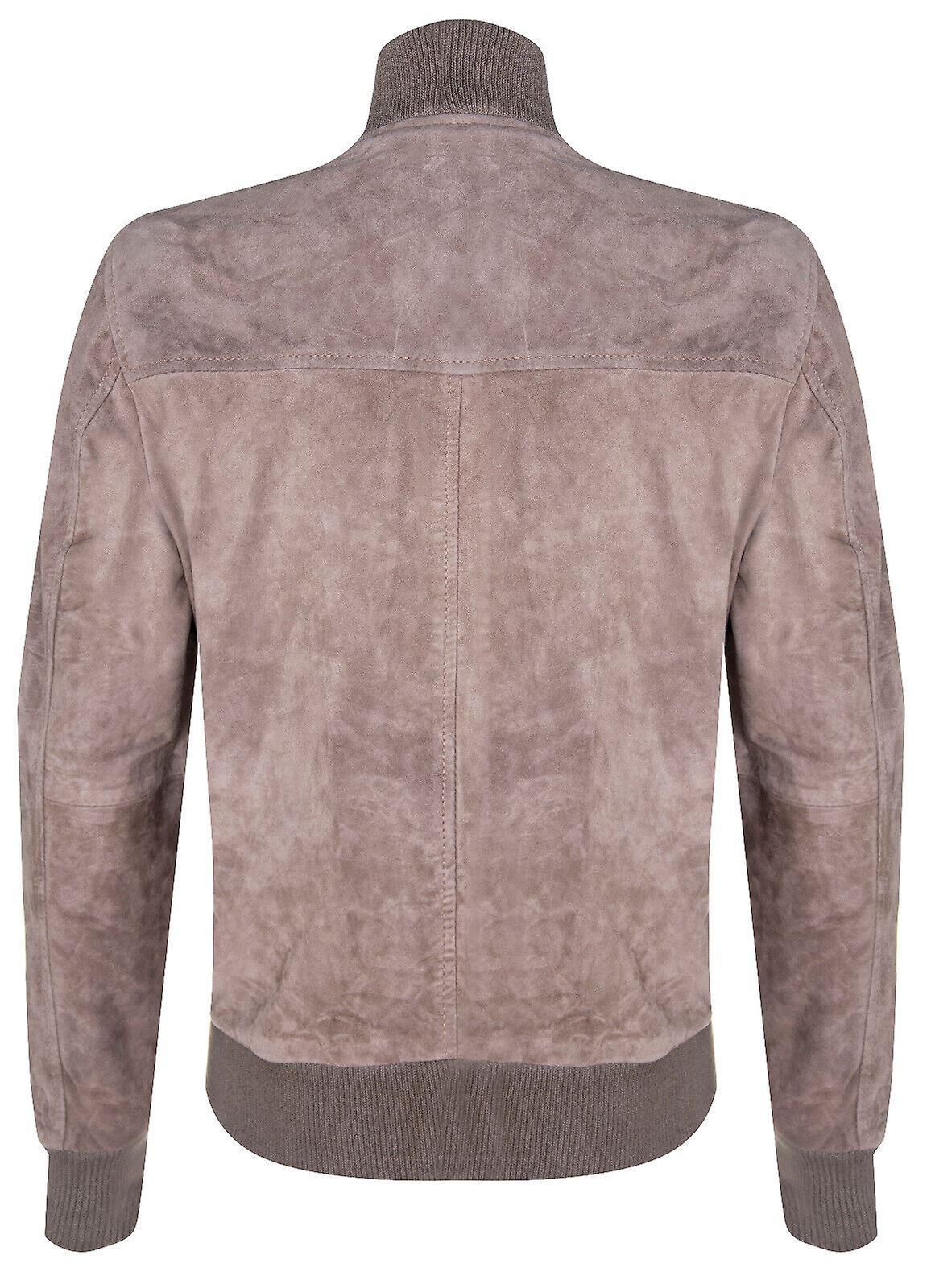 Mens Sand Suede MA-1 Bomber Leather Jacket | Fruugo AU